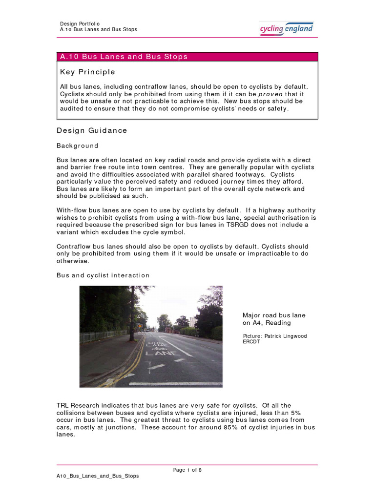 A10 Design Portfolio Bus Lanes and Bus Stops | PDF | Cycling ...
