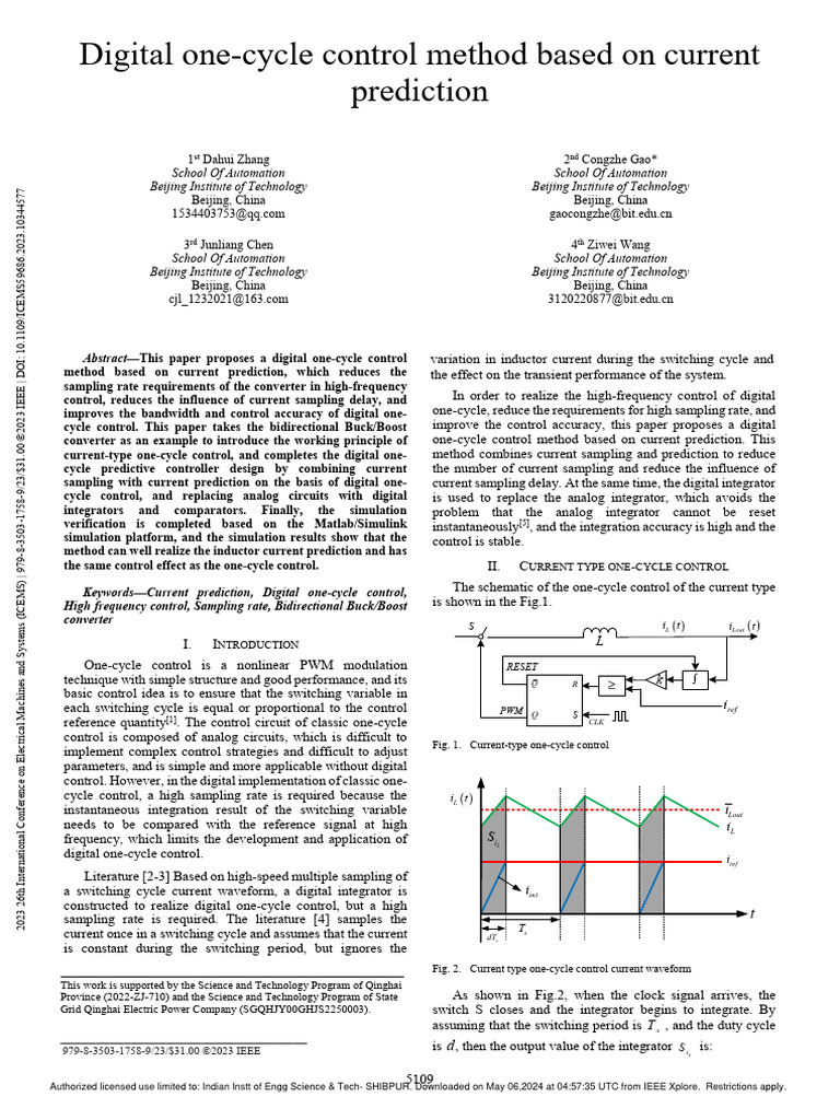 Digital One-Cycle Control Method Based On Current Prediction | PDF | Sampling (Signal Processing ...