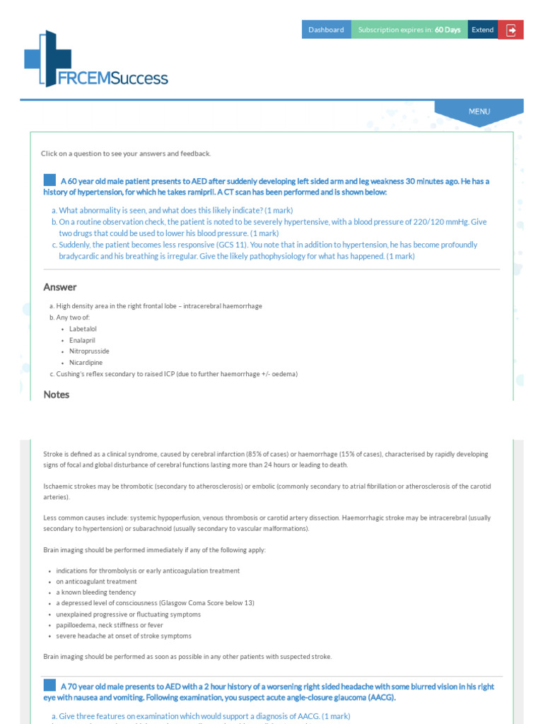 Neurology - FRCEM Success | PDF | Stroke | Meningitis