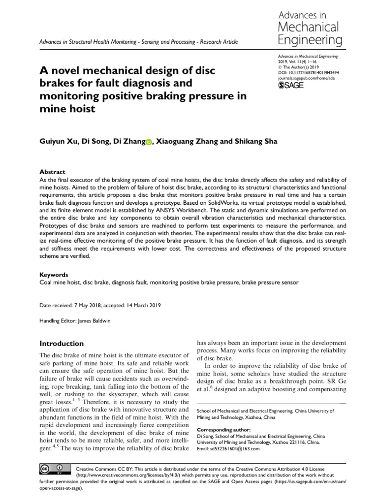 A Novel Mechanical Design of Disc Brakes for Fault | PDF | Brake ...