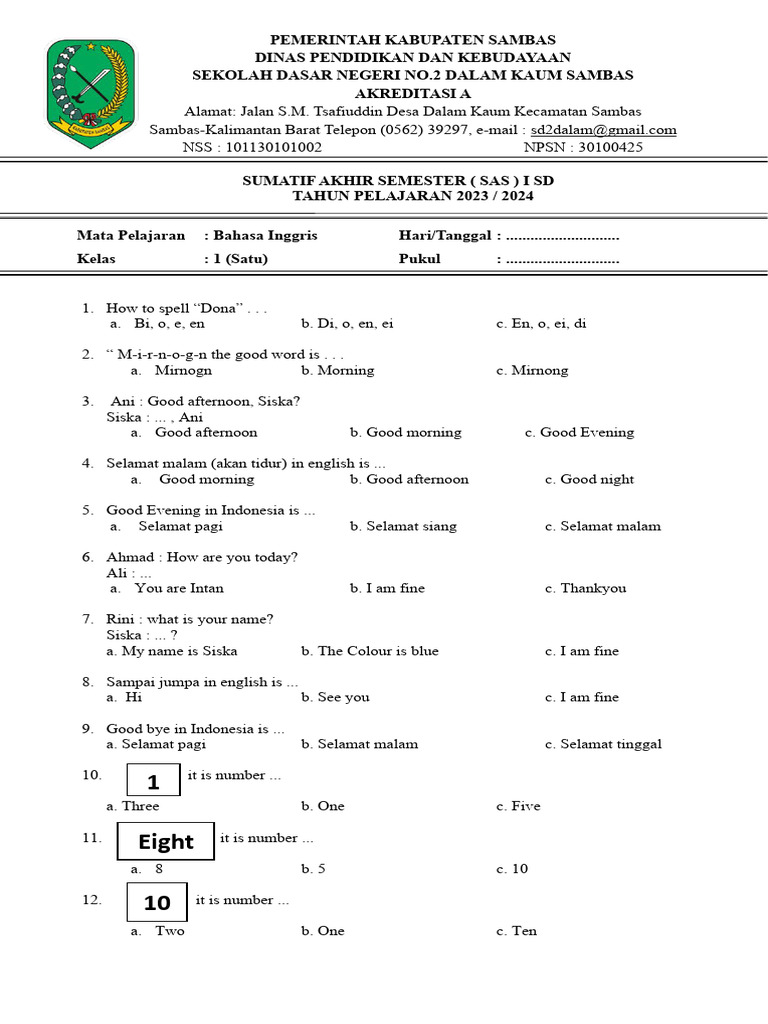 SAS Bahasa Inggris | PDF