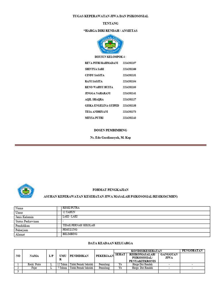 Format Kelompok 4 Pengkajian Kep 3C (Pak Edo) | PDF