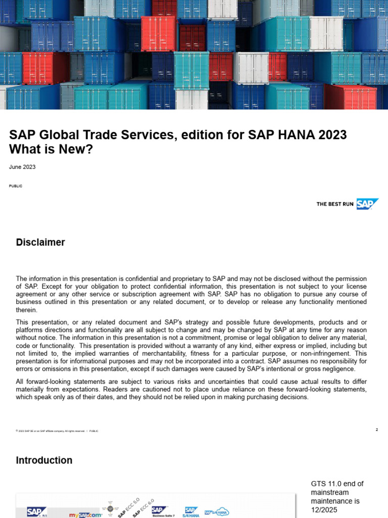 Whats New in SAP GTS E4H 2023 L1 | PDF | Food And Drug Administration ...