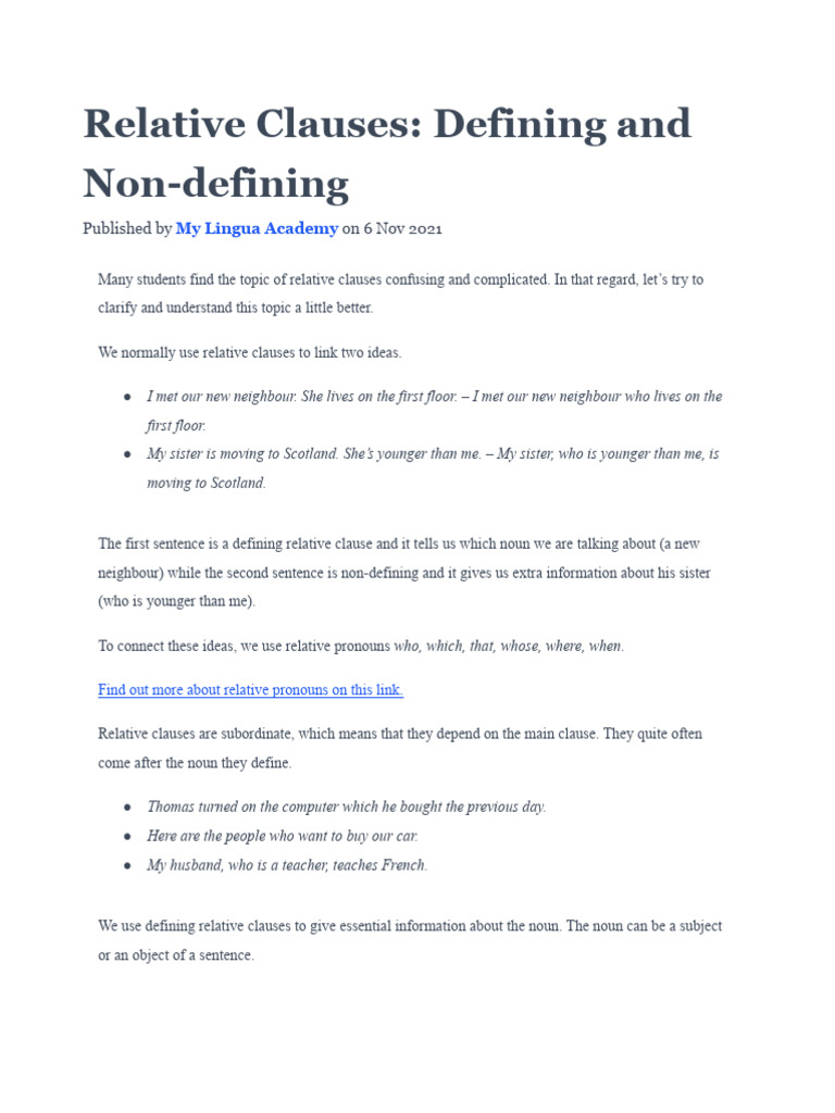 Lesson and Exercise | PDF | Subject (Grammar) | Clause