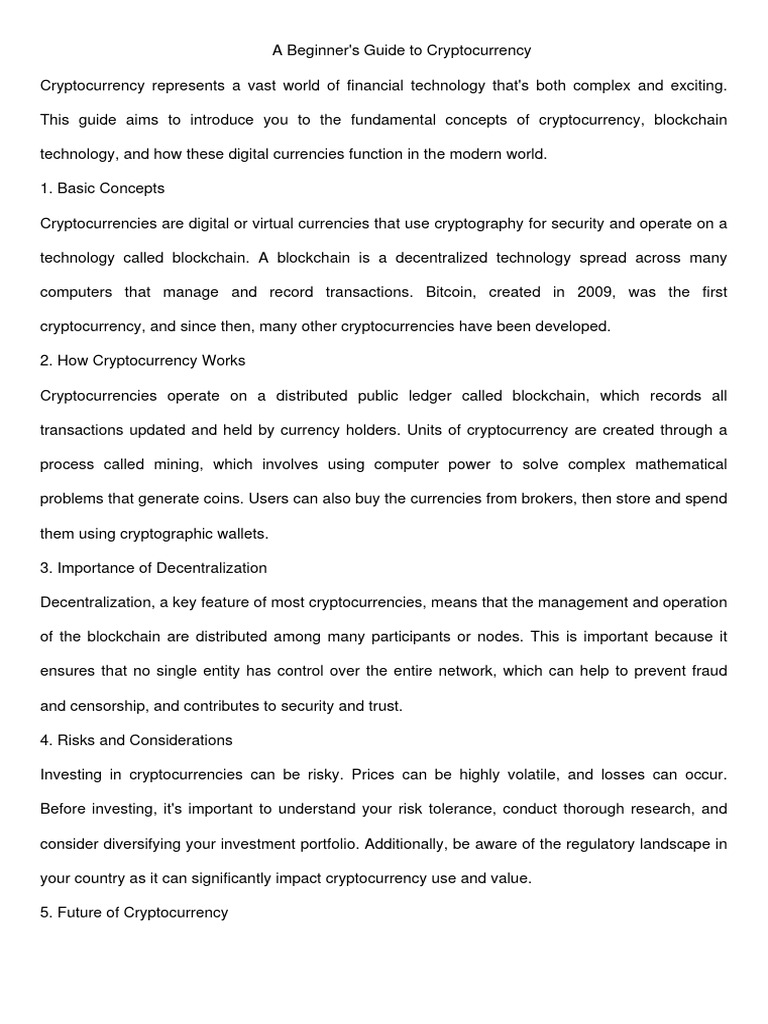 Beginners Guide To Cryptocurrency | PDF | Computers