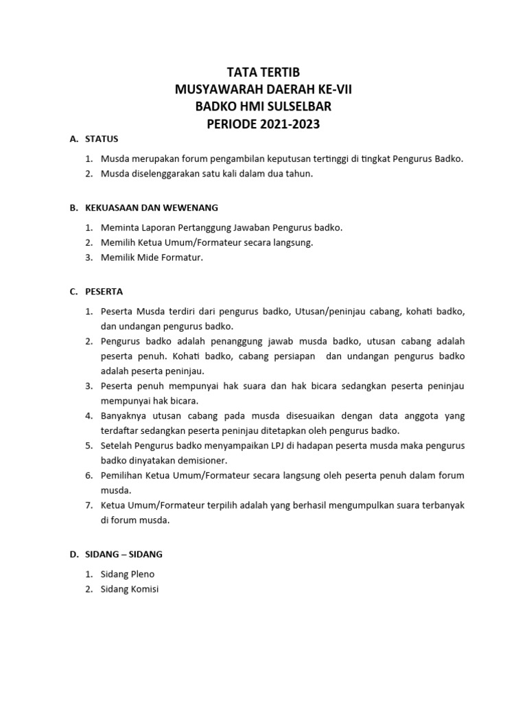 Tata Tertib Musda | PDF | Karier & Perkembangan