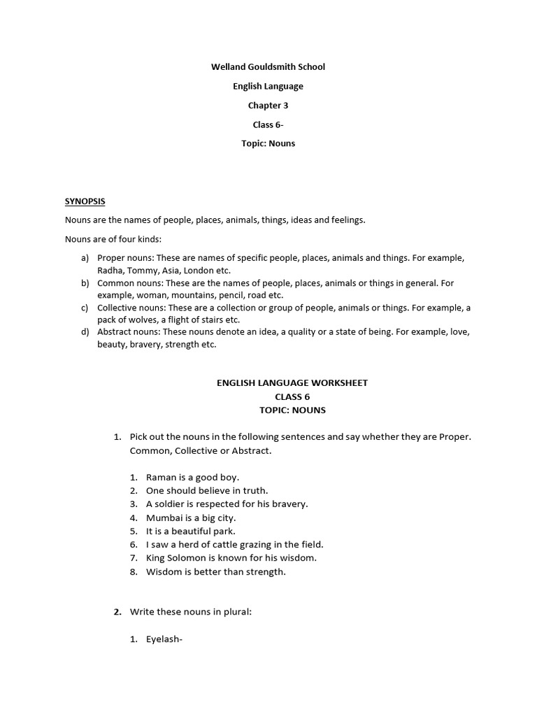 English Language Worksheet | PDF | Grammatical Gender | Noun