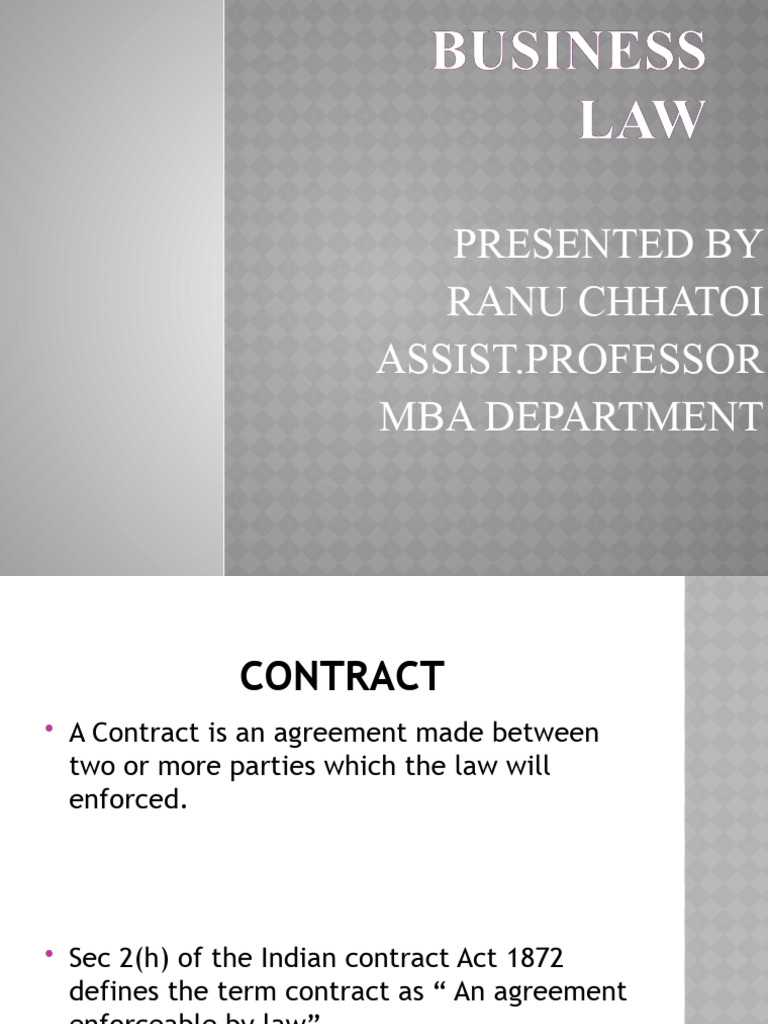 Business Law( Module 1) | PDF | Breach Of Contract | Consideration