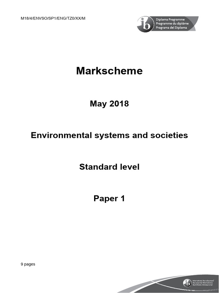 IB ESS Paper 1 Markscheme May 2018 | PDF | Habitat Destruction | Soil