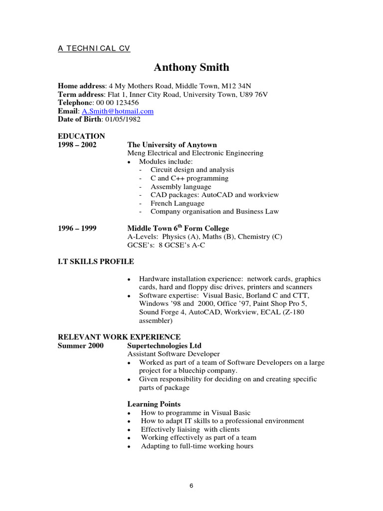 Sample CVs-6-7 | PDF | Computer Engineering | Computer Science