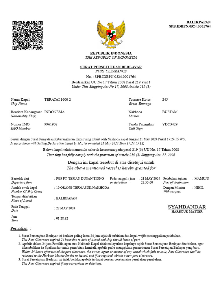 Last Port TB Teratai 1600 2 - BG Althaf 300 1 | PDF