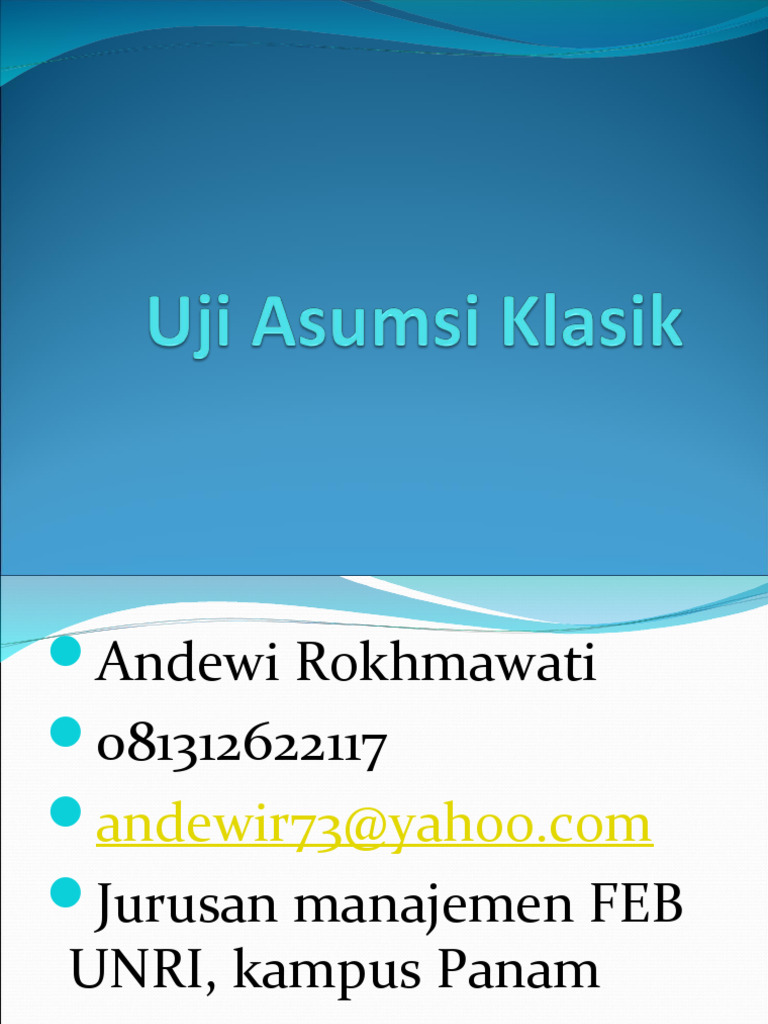 Uji Asumsi Klasik dalam Regresi | PDF | Metode & Bahan Ajar | Sains ...