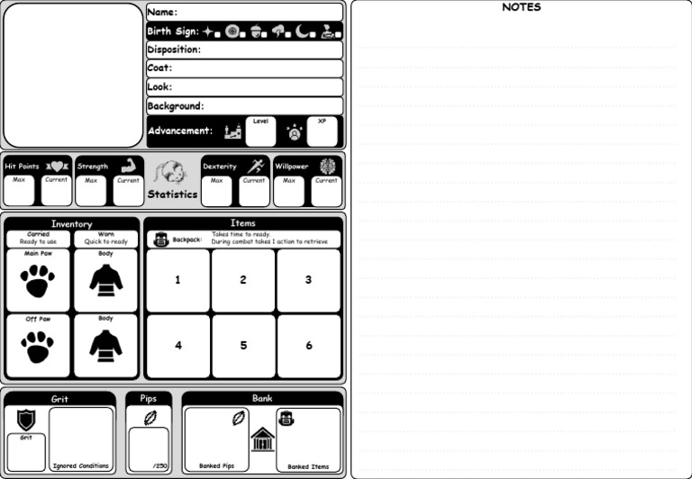 Mausritter Accesible Character Sheet | Download Free PDF | Role Playing ...