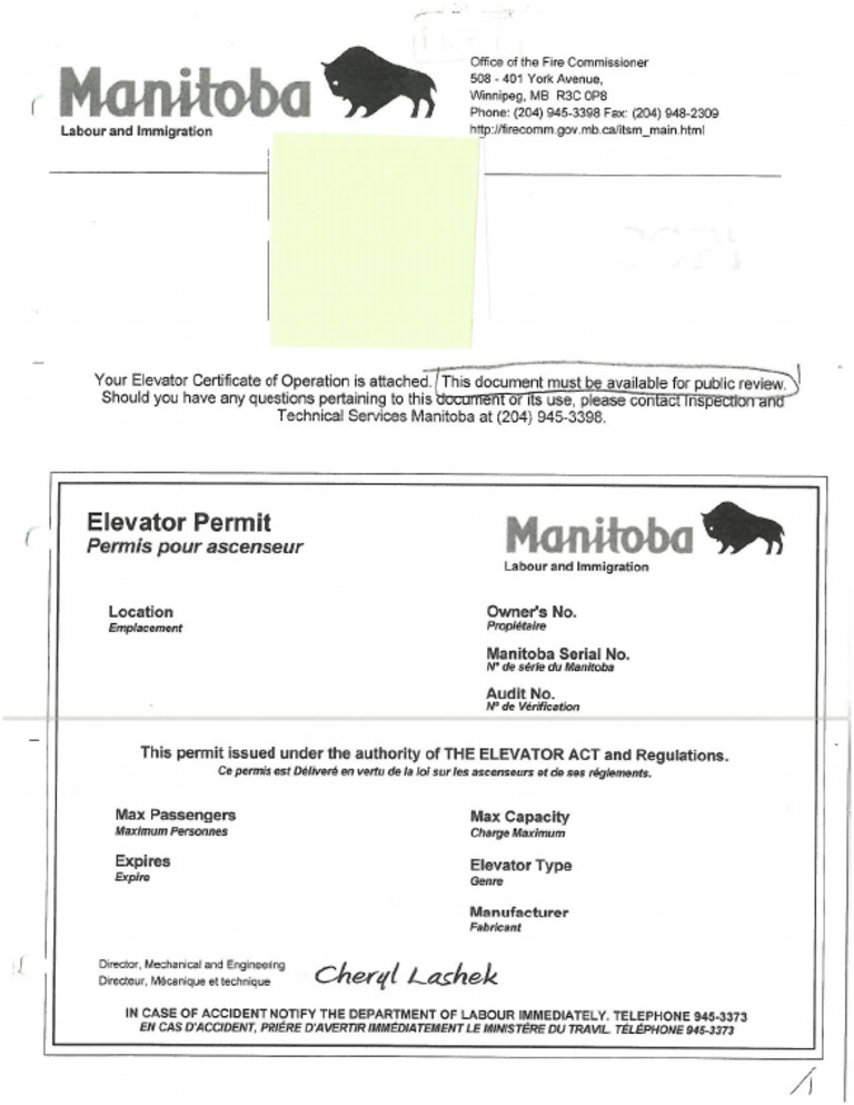 Elevator Permit Example | PDF