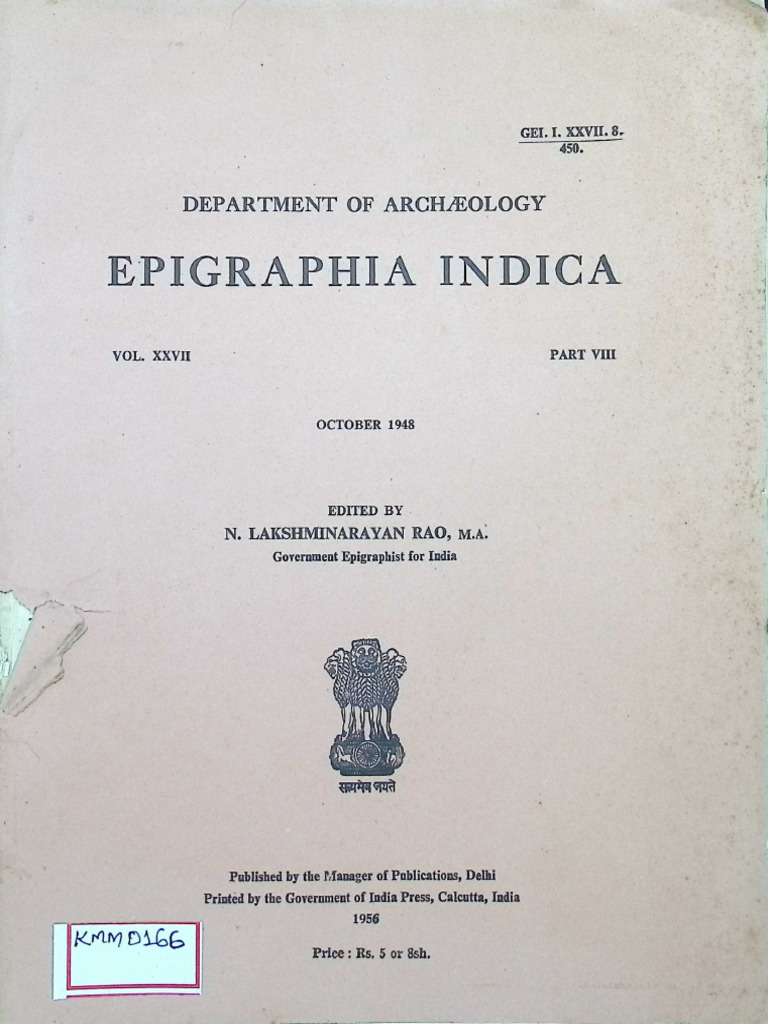Department of Archaeology Epigraphia Indica | PDF