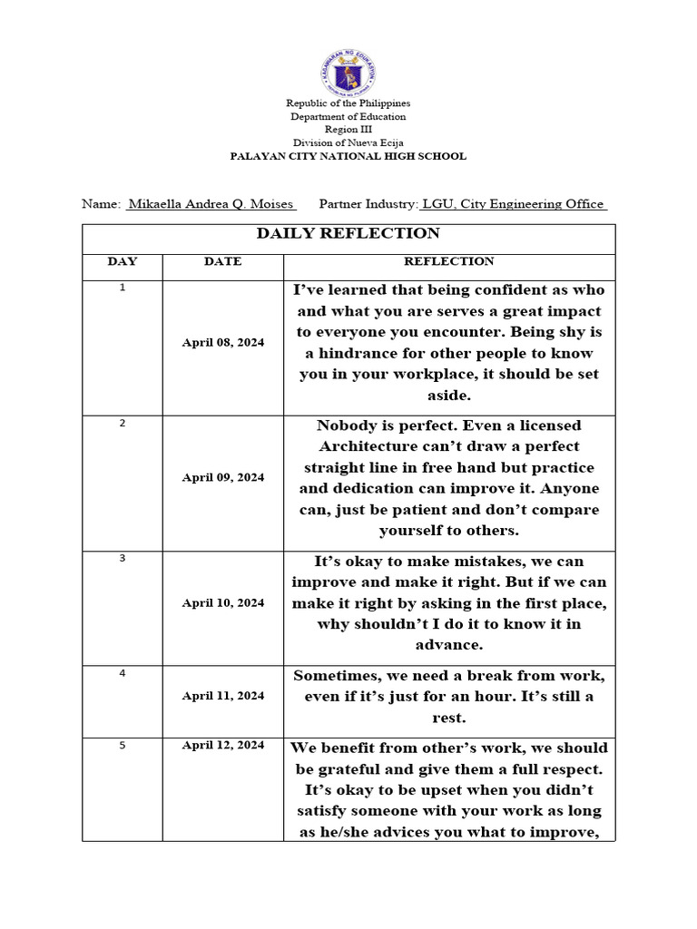 DAILY-REFLECTION - Immersion (Mikaella M.) | PDF