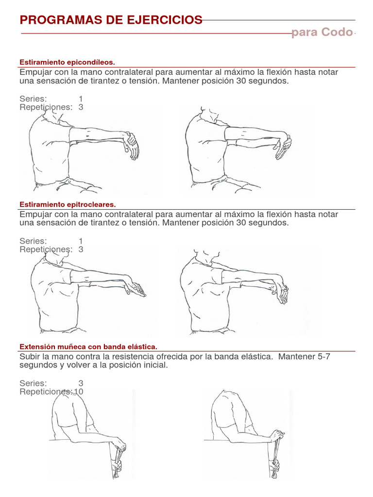 Ejercicios de Codo: Estiramientos y Flexiones | PDF