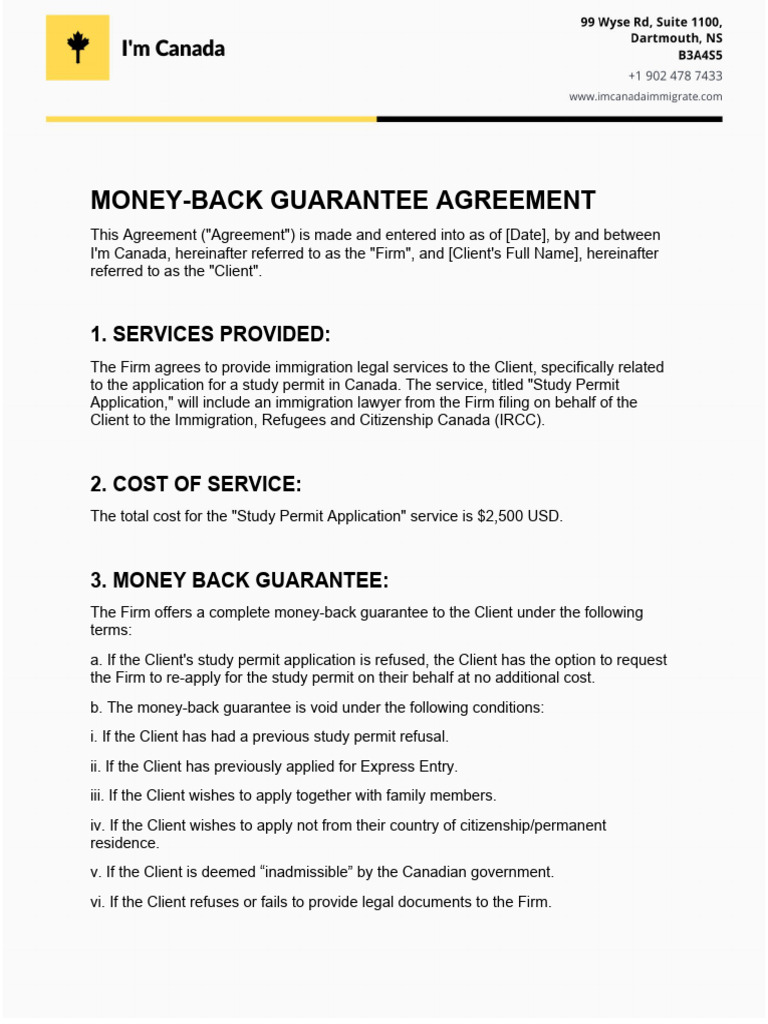 Money-Back Guarantee Agreement | PDF | Lawyer | Justice