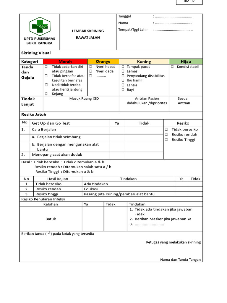 02 - Lembar Skrining Pasien | PDF
