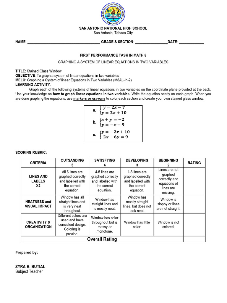 Worksheet Graphing Systems | PDF | Equations | Mathematics