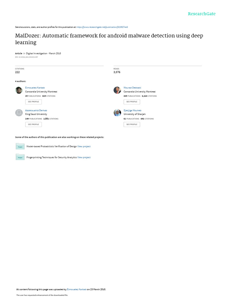 Maldozer: Automatic Framework For Android Malware Detection Using Deep ...