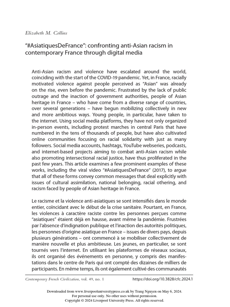 Collins 2024 Asiatiquesdefrance Confronting Anti Asian Racism in ...
