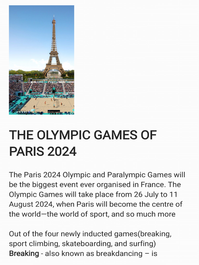 Facts On Paris 2024 | PDF