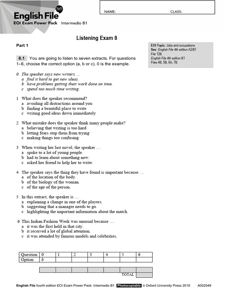 B1 Listening 8 Pdf Foreign Language Studies