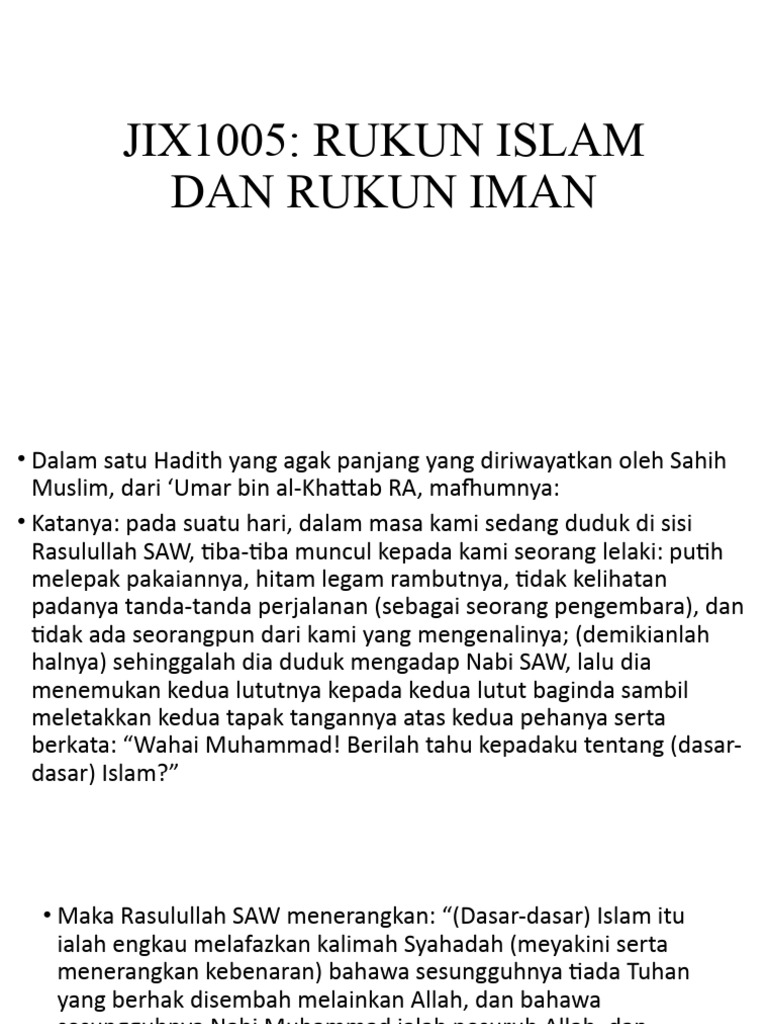 JIX1005 KULIAH 6 RUKUN ISLAM DAN RUKUN IMAN | PDF