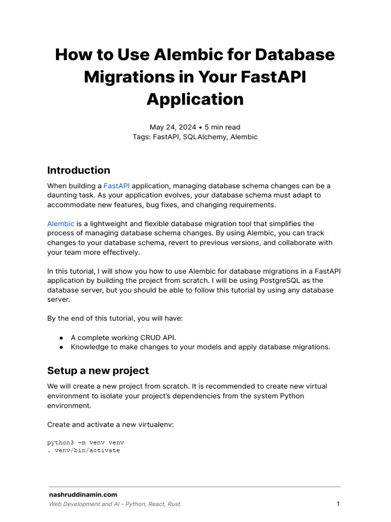 How To Use Alembic For Database Migrations in Your FastAPI Application | PDF | Databases ...