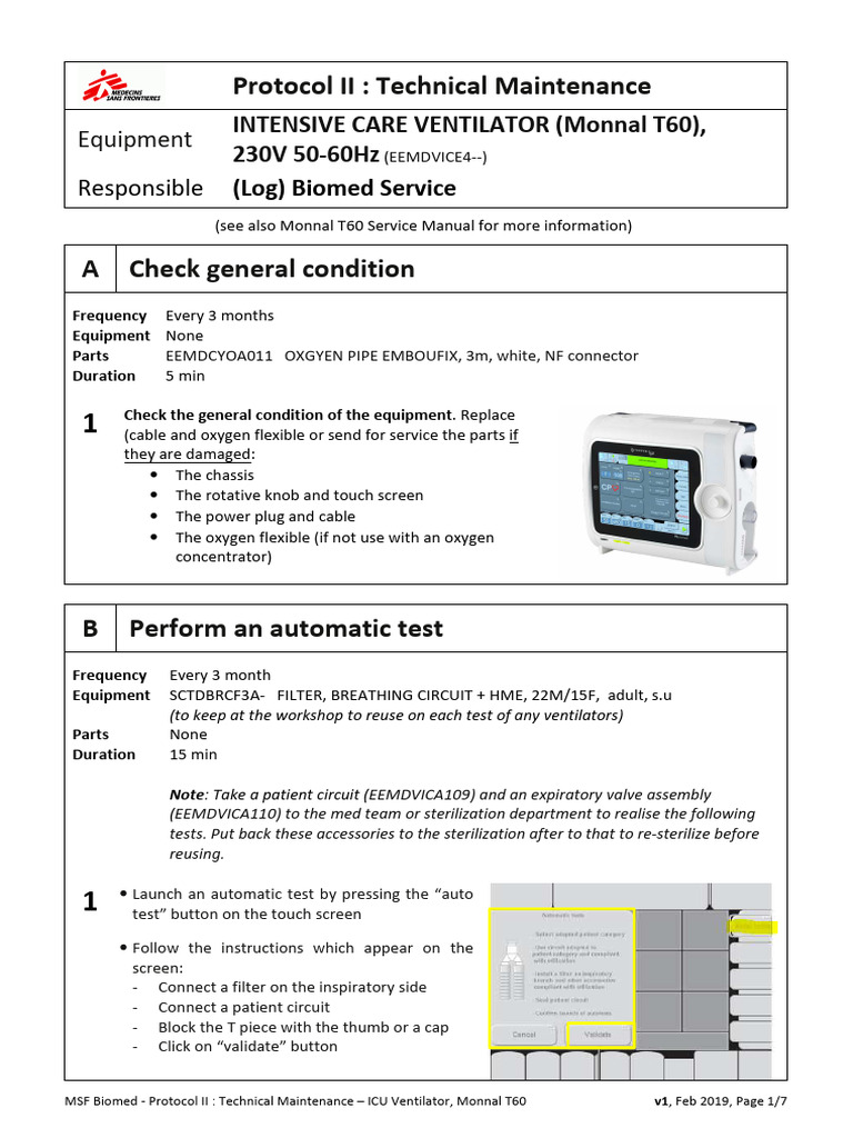 Intensive Care Ventilator Monnal t60 Protocol II | PDF | Intensive Care ...