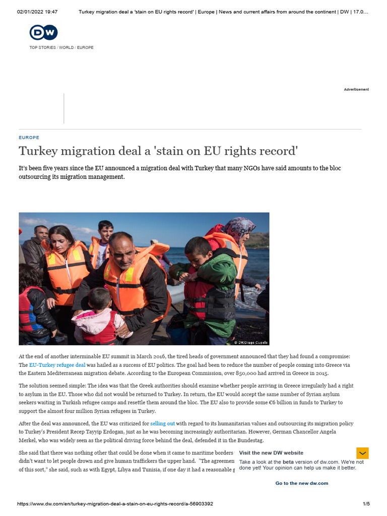 Turkey Migration Deal A Stain On EU Rights Record - Europe - News and ...