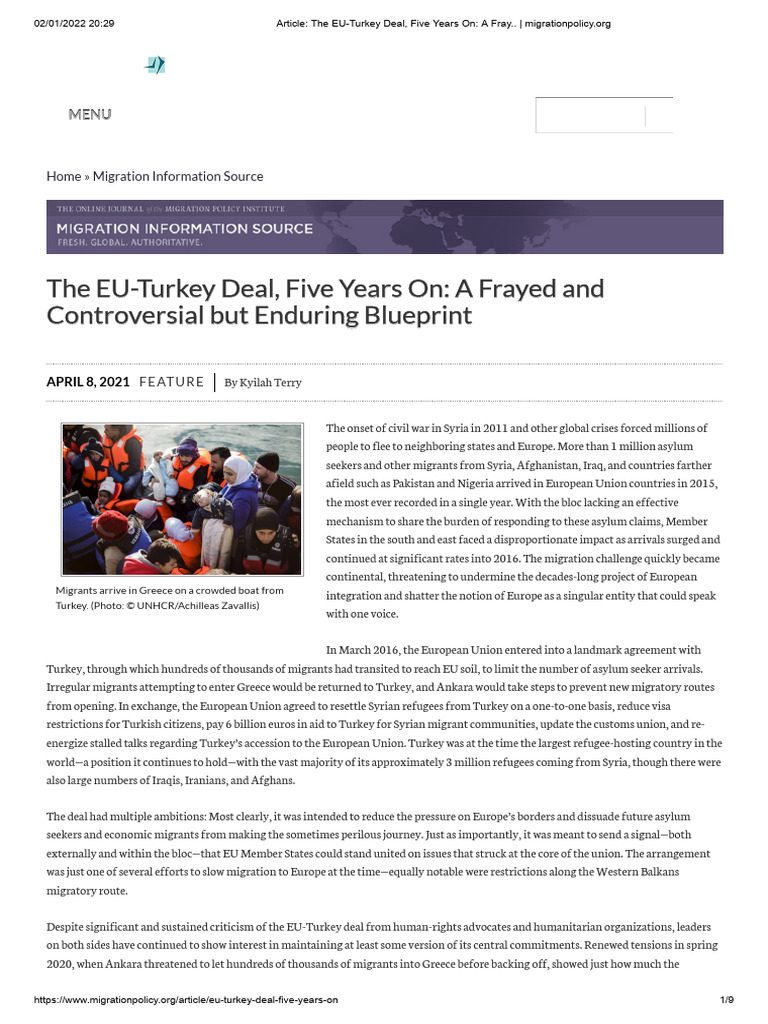Article - The EU-Turkey Deal, Five Years On - A Fray.. | PDF | Refugees ...