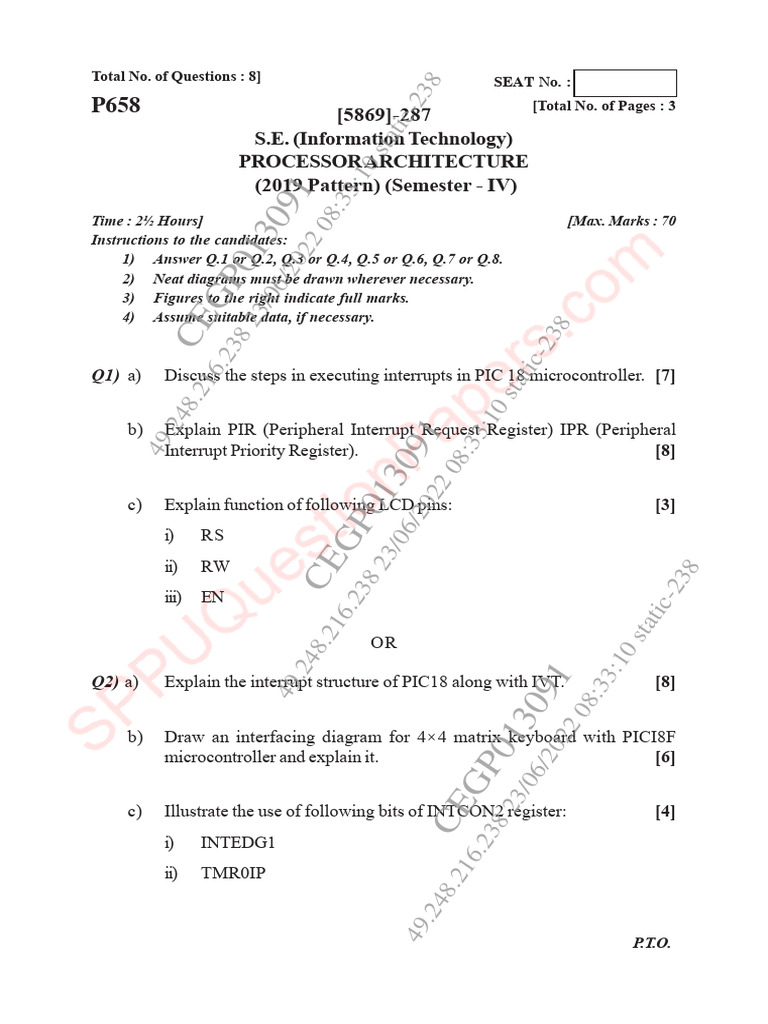 Sppu Peocessor Architechture Que Paper | PDF | Central Processing Unit | Computer Engineering