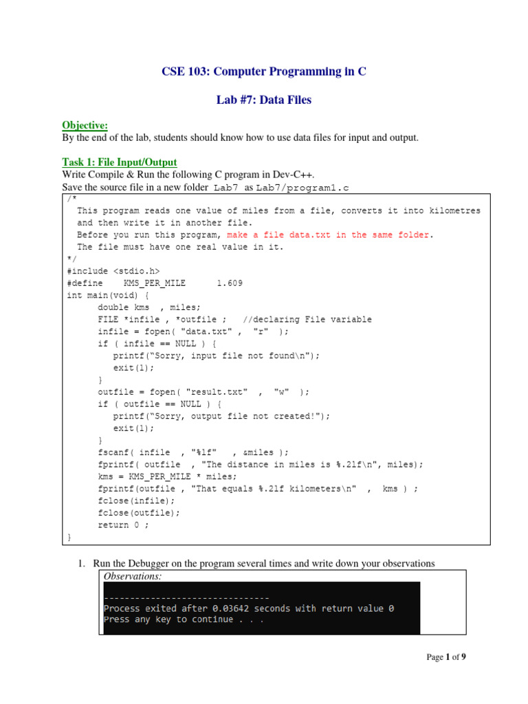 Lab-7-DataFiles Solutions | Download Free PDF | Text File | Computer Program