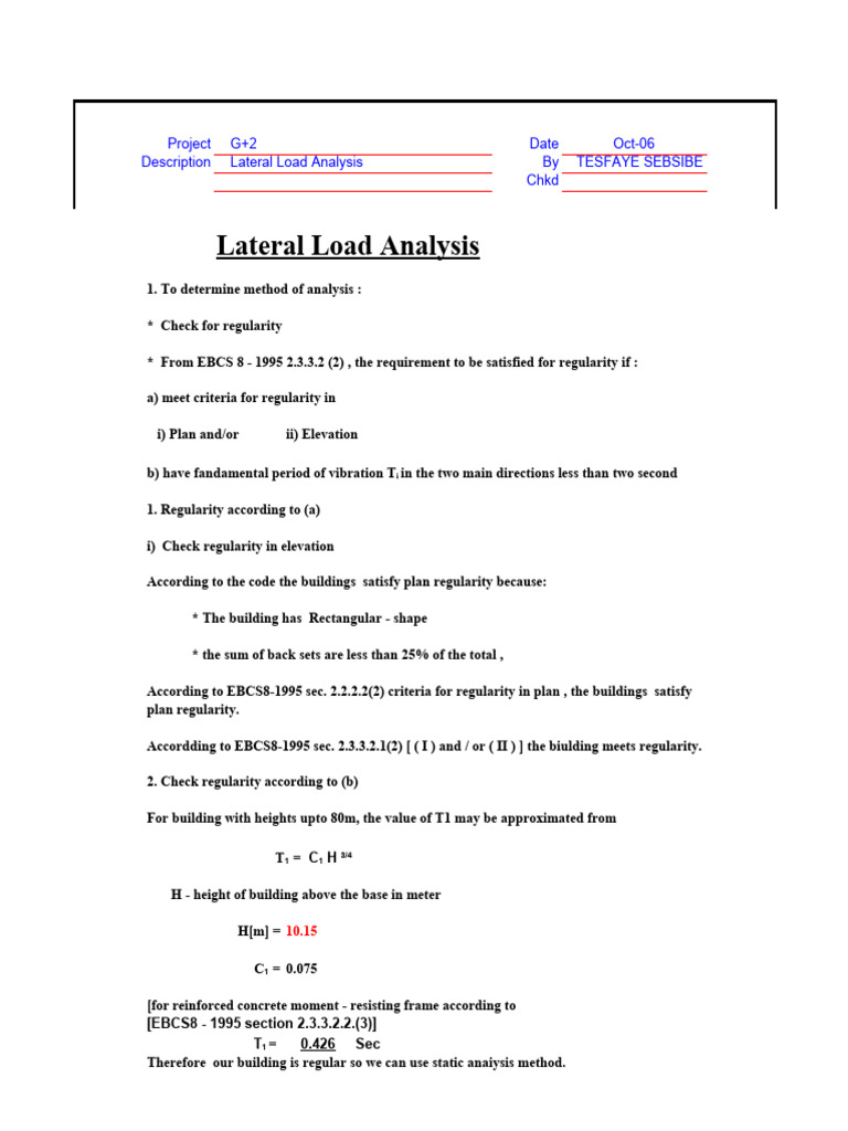 Lateral Load Analysis-EQ (PW-ELI) STR Des Temp | PDF | Applied And ...
