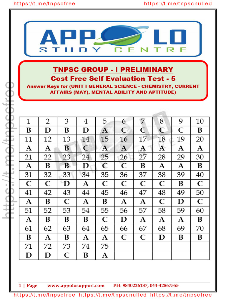 Apollo Test 5 Sol @tnpscfree | PDF
