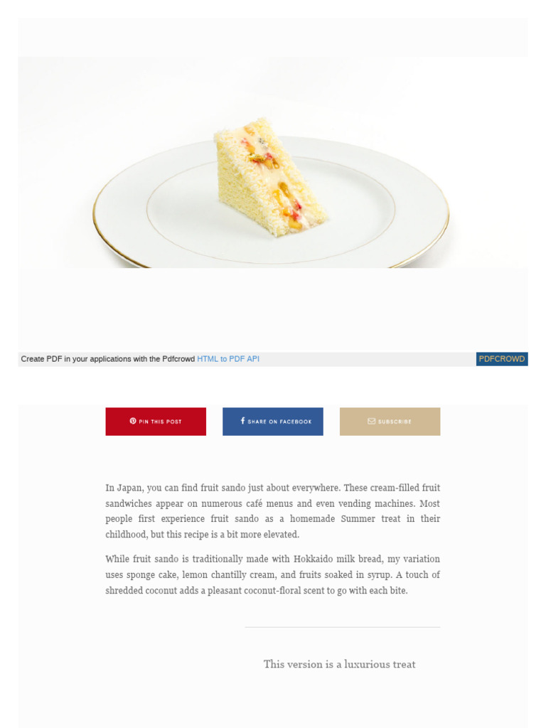 Chefiso Com P Fruit Sando Cake Recipe | PDF | Cakes | Foods