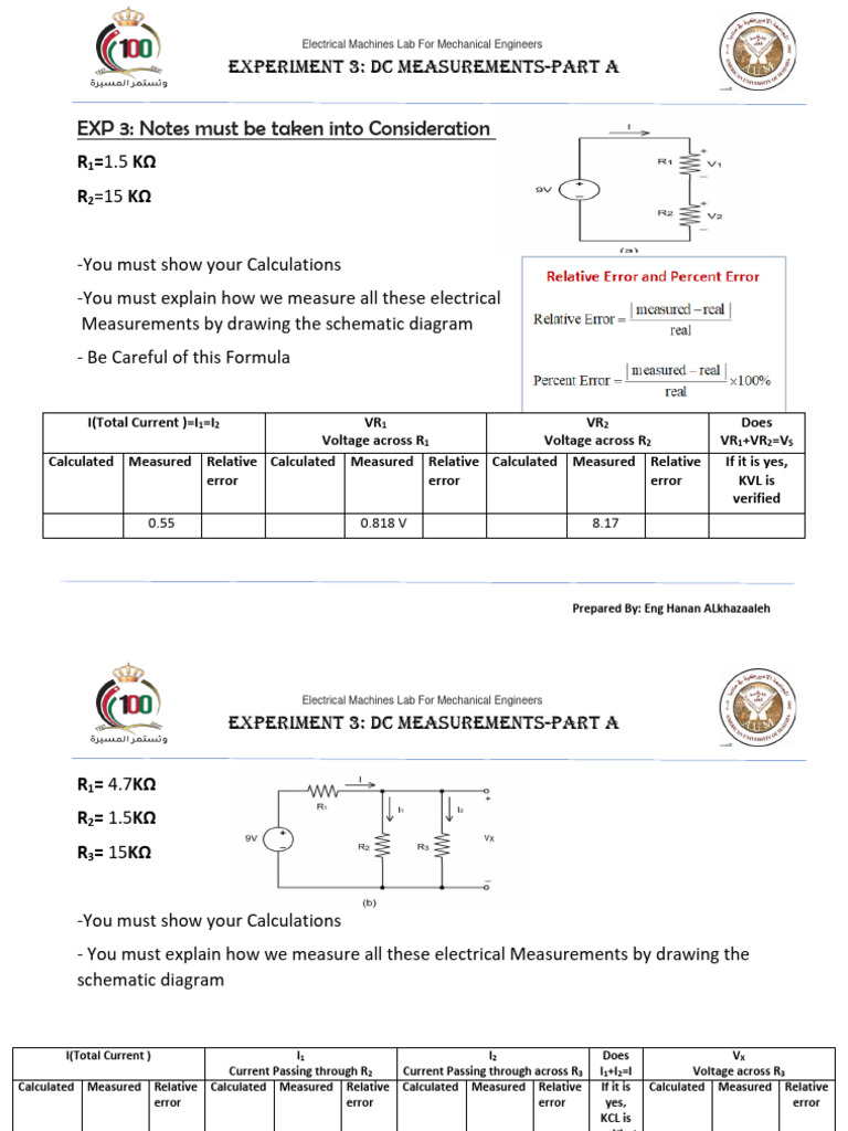Experiment 3 - DC Measurments-Part (A) - Practical Summary | PDF ...