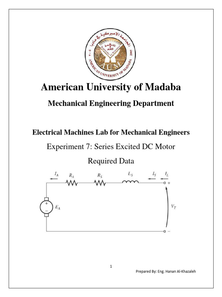 Series Excited DC Motor Lab Experiment | PDF | Torque | Electrical Equipment