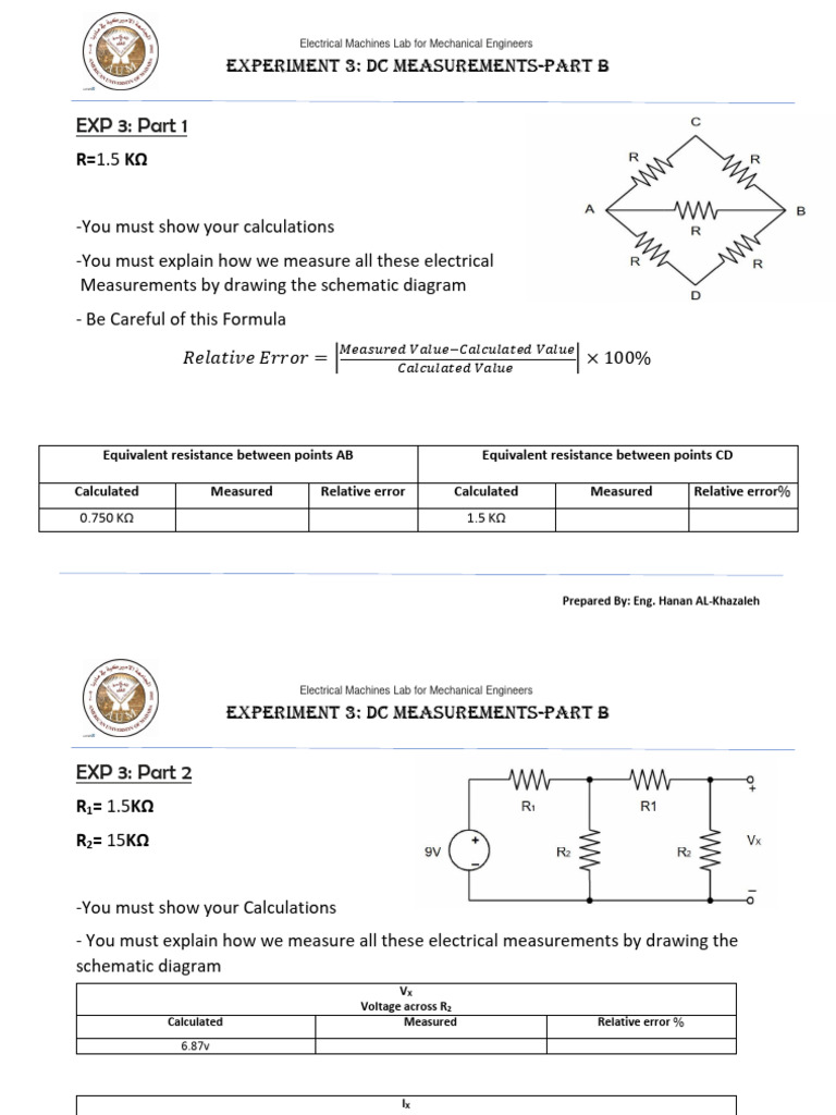 Experiment 3 - DC Measurments-Part (B) - Practical Summary | PDF ...