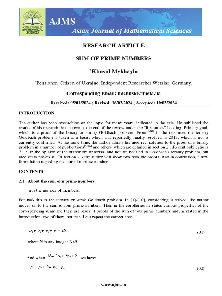 SUM OF PRIME NUMBERS | PDF | Prime Number | Numbers