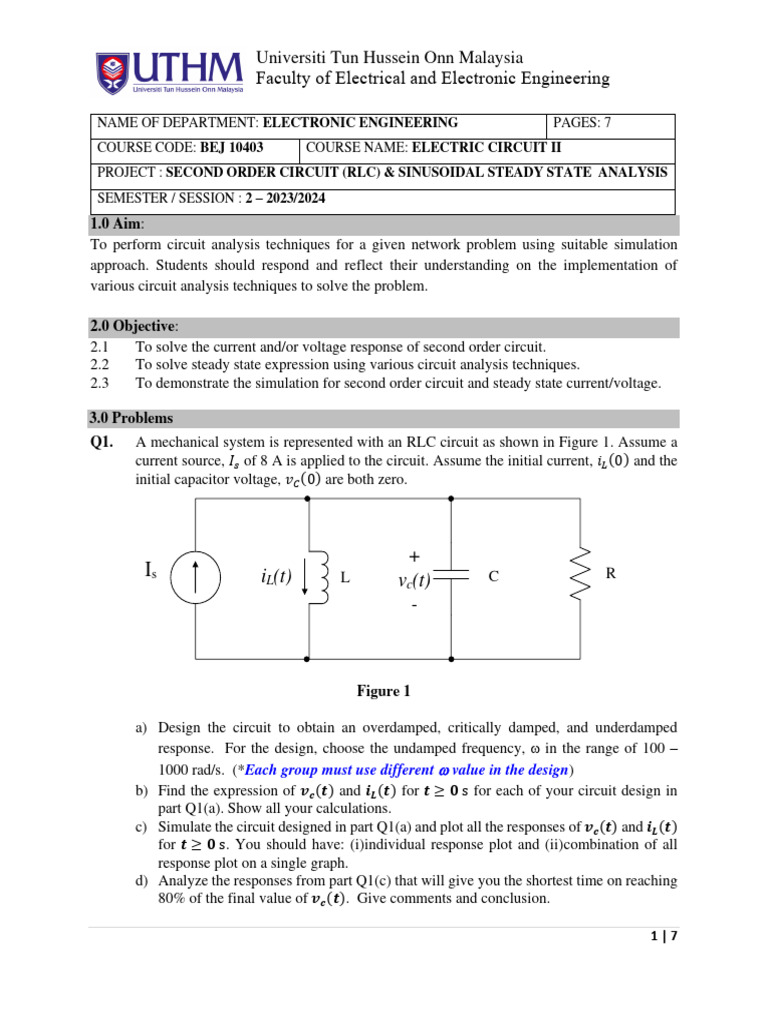 Assignmentbej10403 s220232024 | PDF | Damping | Electrical Network