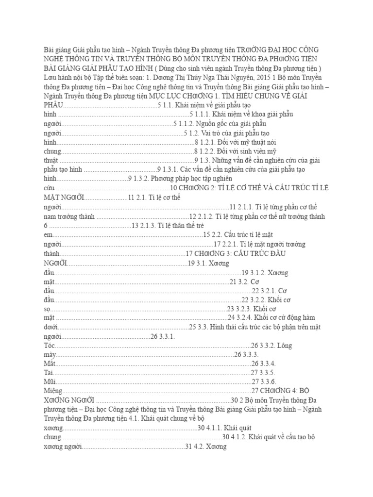 Bài giảng Giải phẫu tạo hình | PDF