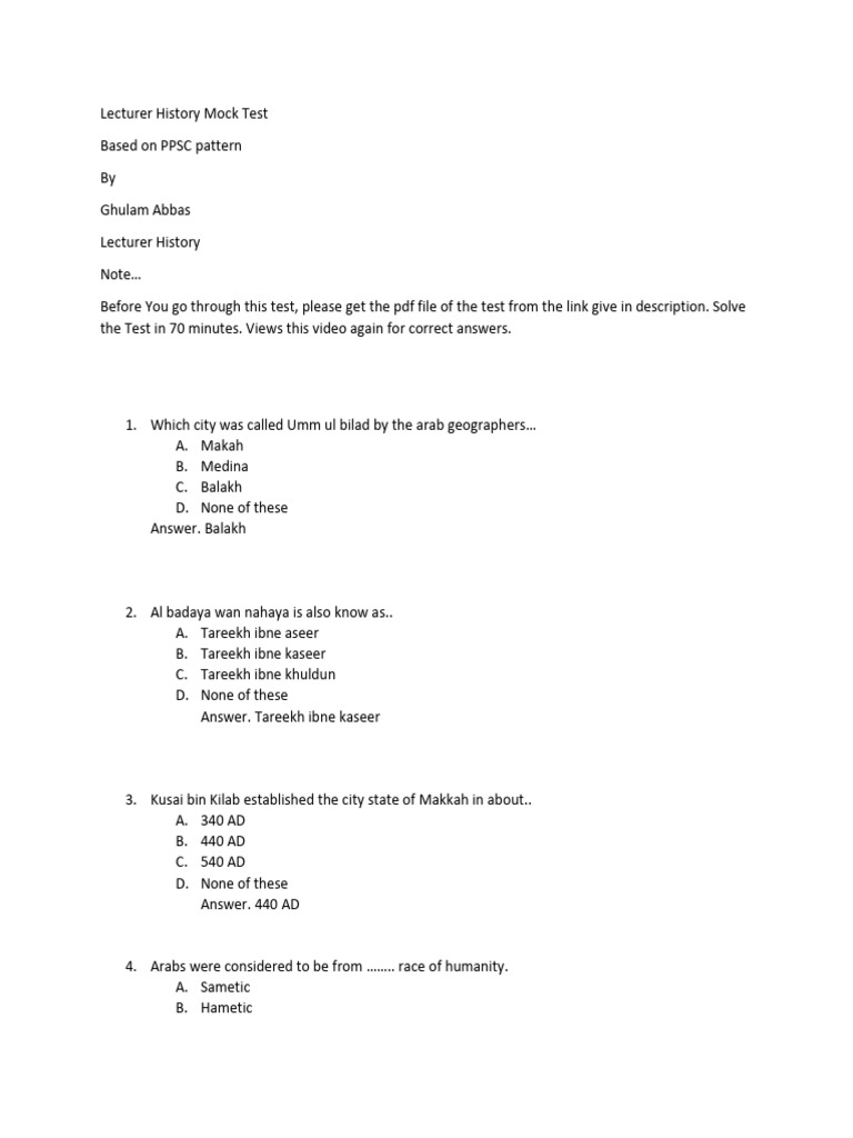 'Solved Lecturer History Mock Test' | PDF | Mughal Empire