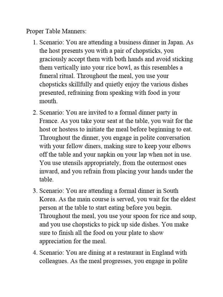 Table Manners | Download Free PDF | Cooking | Cuisine