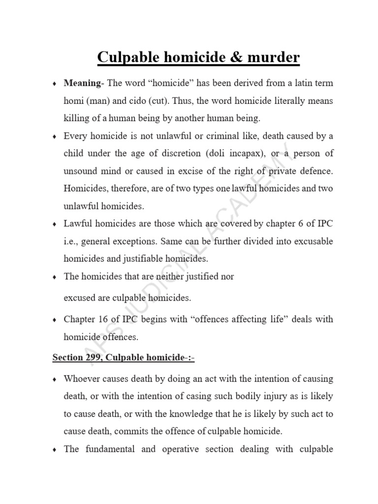 Culpable Homicide & Murder | PDF | Crimes | Crime & Violence