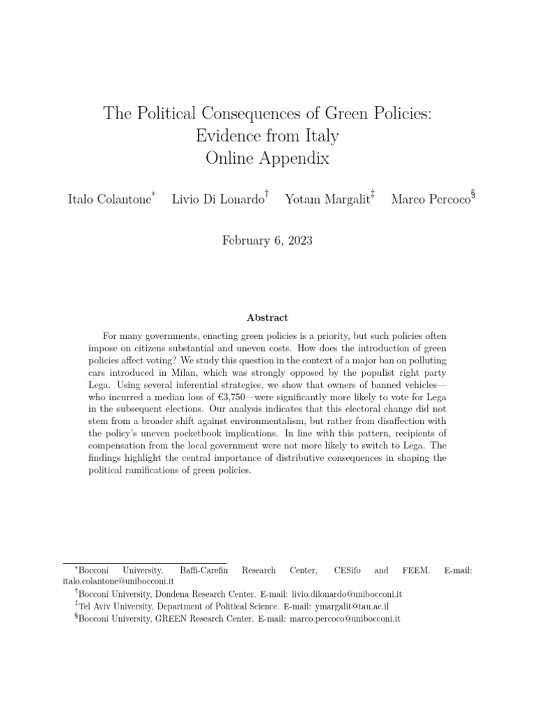 Colantone DiLonardo Margalit Percoco 2023 Online Appendix | PDF ...