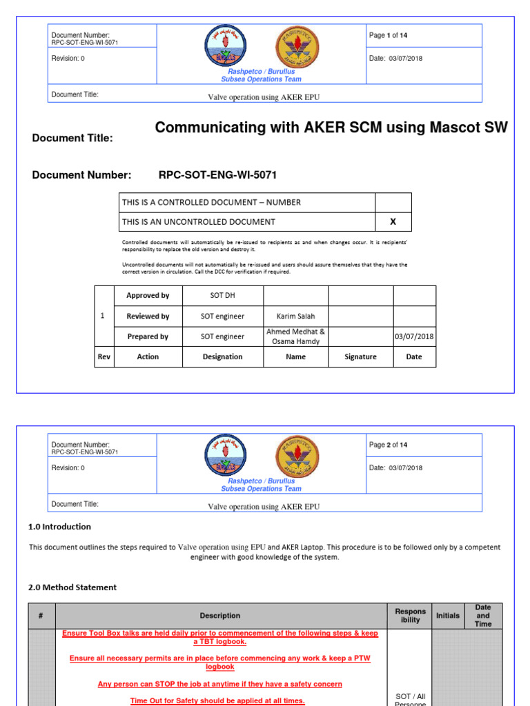 RPC-SOT-ENG-WI-5071 Rev0 (Communicating With Aker SCM by Using Mascot ... RPC-SOT-ENG-WI-5071 Rev0 (Communicating With Aker SCM by Using Mascot ...