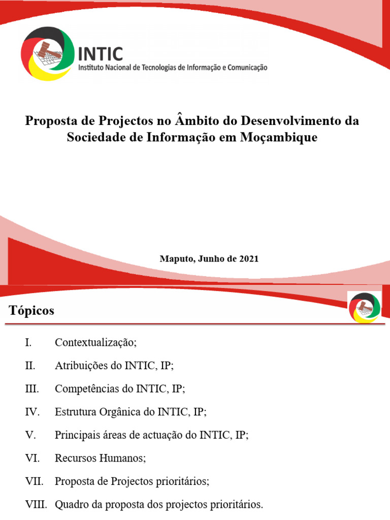 Projetos Prioritários do INTIC em Moçambique | PDF | Tecnologia da ...